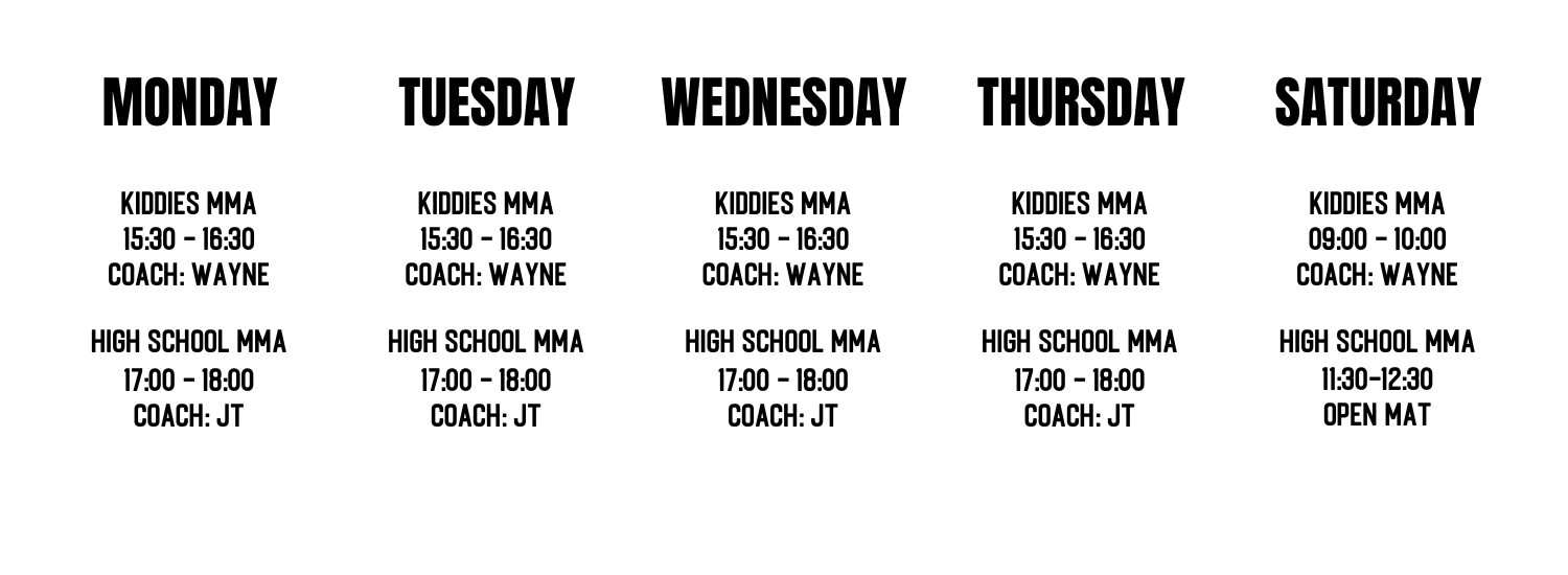 Class Schedule | Martial Arts & Fitness Classes in Pretoria | CIT ...